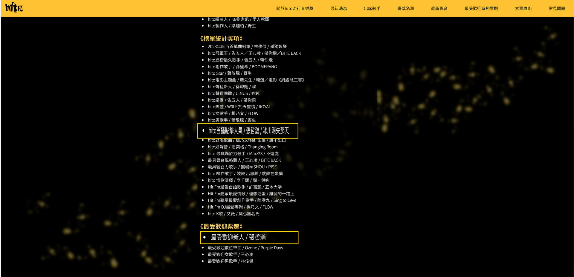 2024 hito流行音樂獎 2024 hito Pop Music Awards - 张哲瀚官方网站 | Zhang Zhehan Official Website